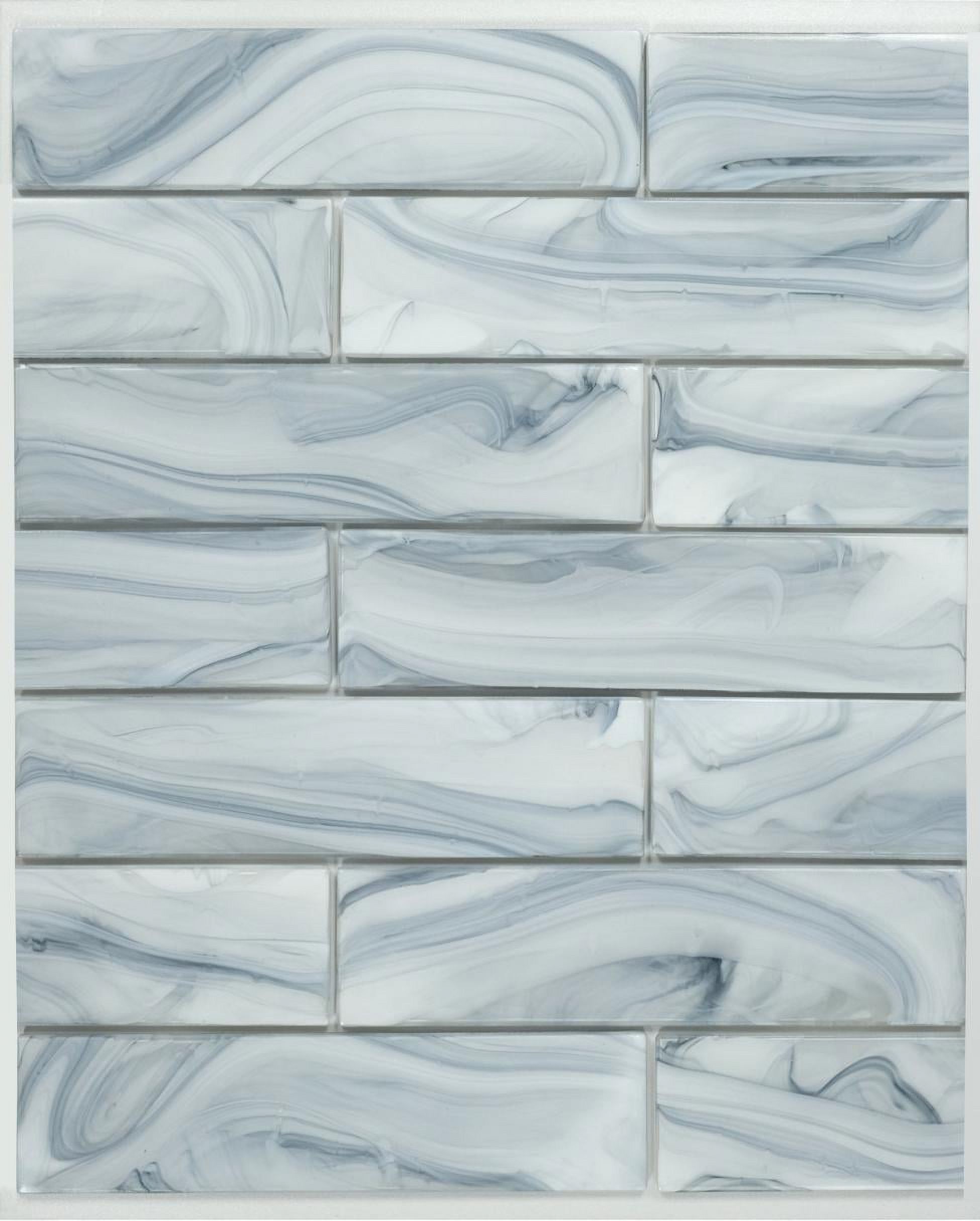 SAMPLE-Barc 3" x 12" Straight Edge Glass Marble Look Subway Wall Tile ...