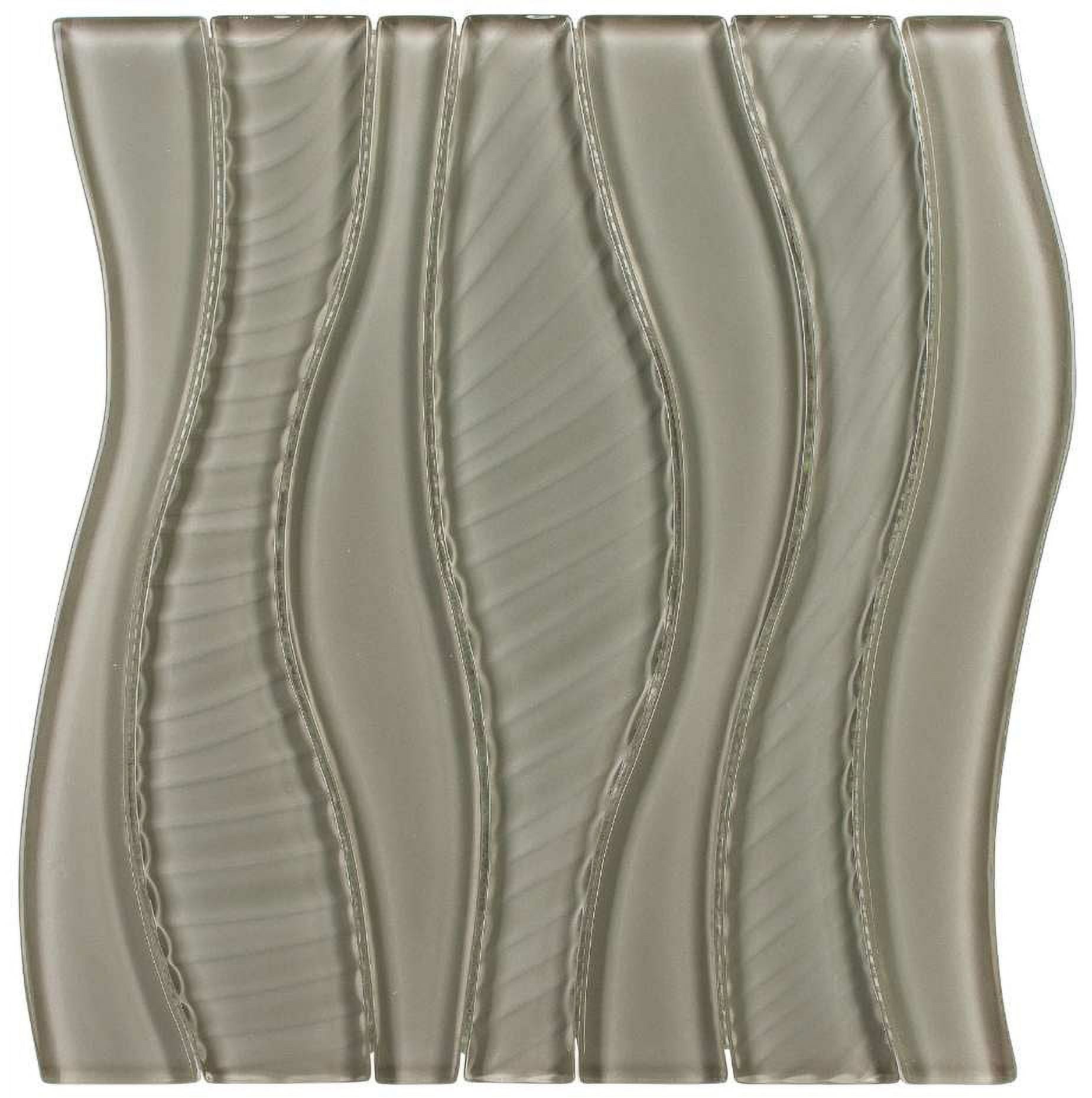 SAMPLE-Curvation Voila Gray 1-in. x 2-in. Novelty Polished Glass Mosaic ...