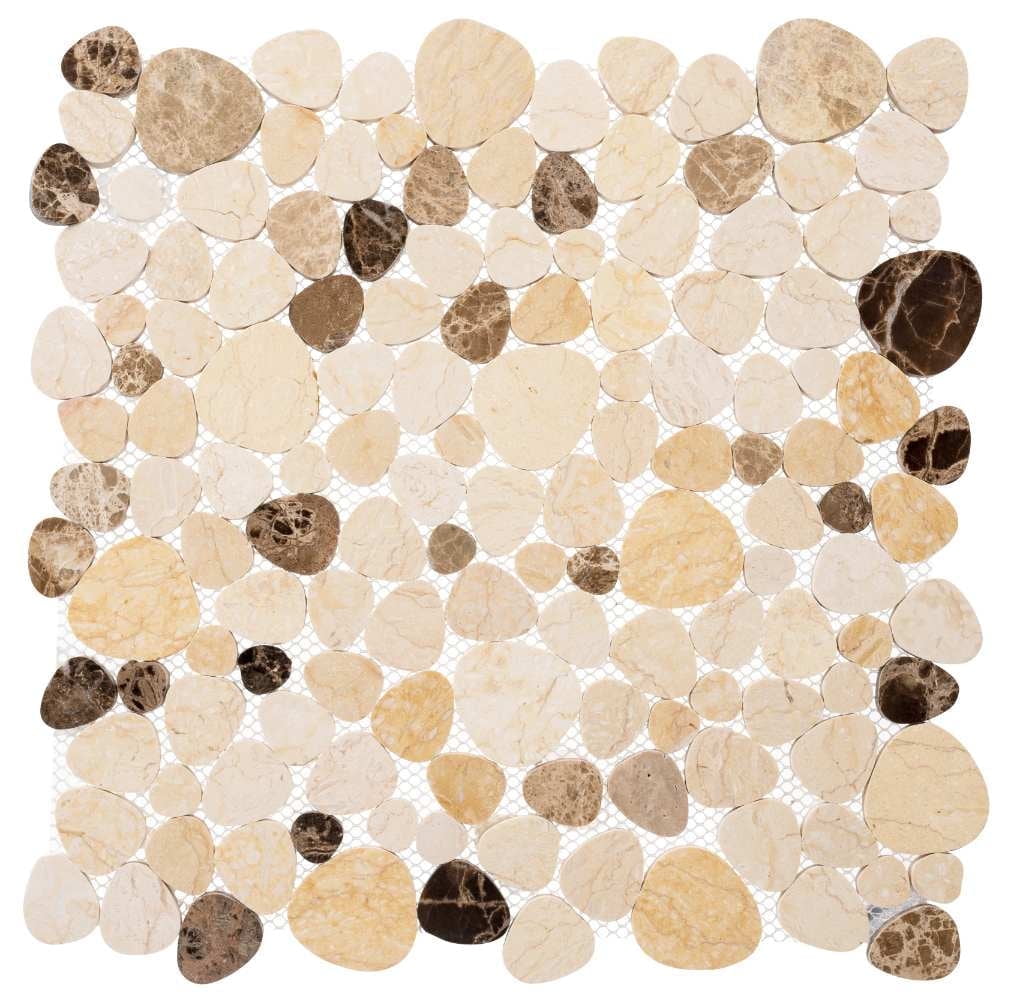 SAMPLE-Oasis Gobi Brown Pebble Stone Look Natural Stone Mosaic Wall and ...