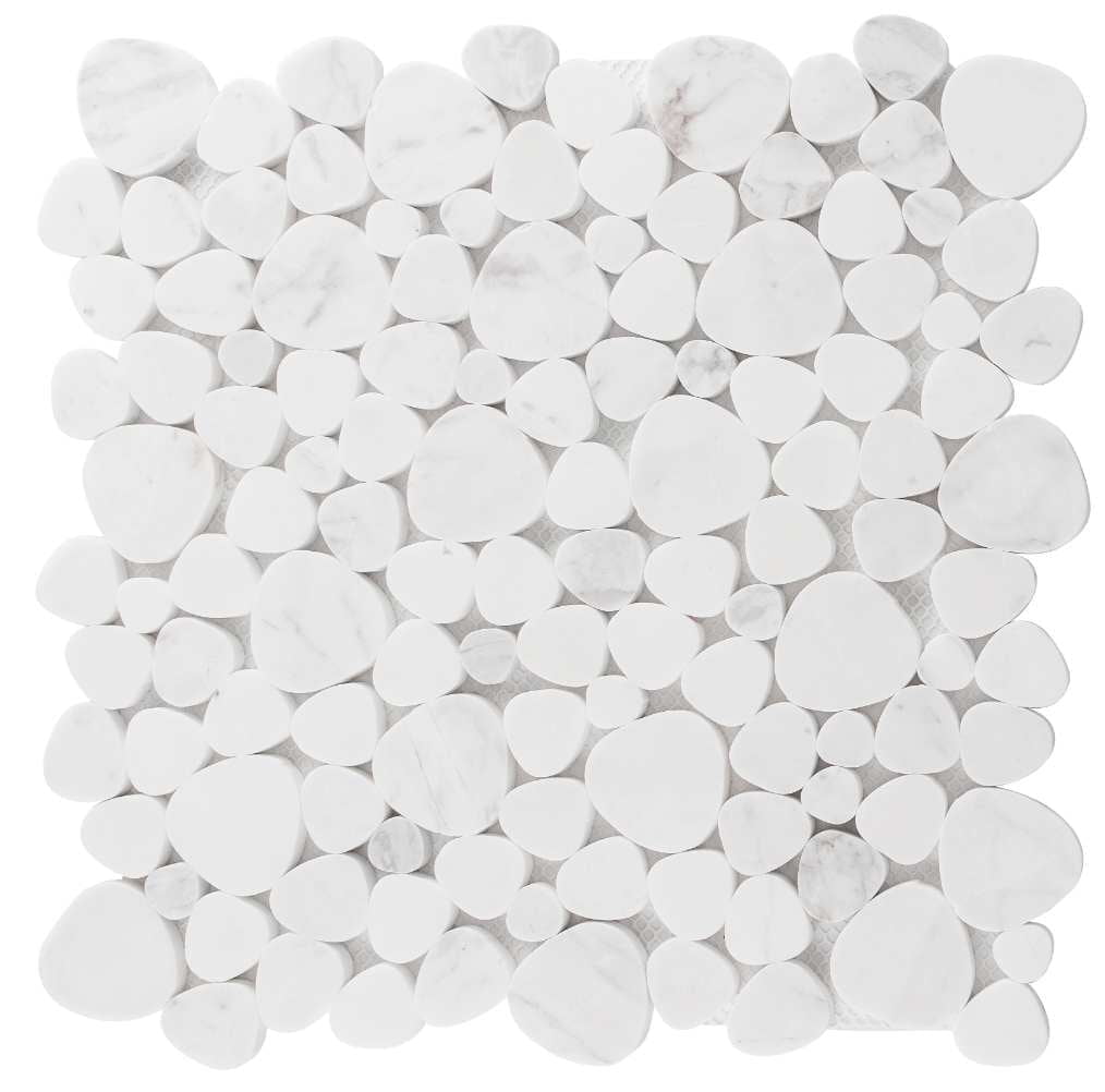 SAMPLE-Oasis Halo Gray Pebble Stone Look Natural Stone Mosaic Wall and ...