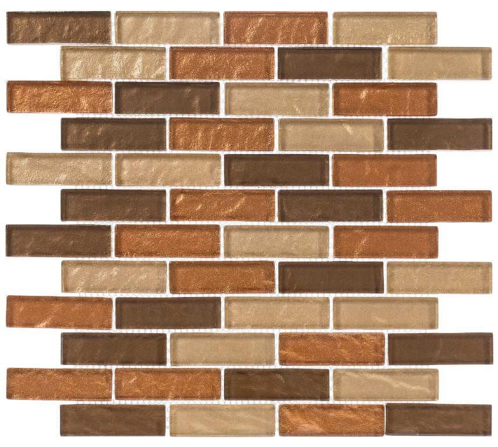 SAMPLE-Pristine 1-in. x 3-in. Brick Joint Metal Look Polished Glass ...