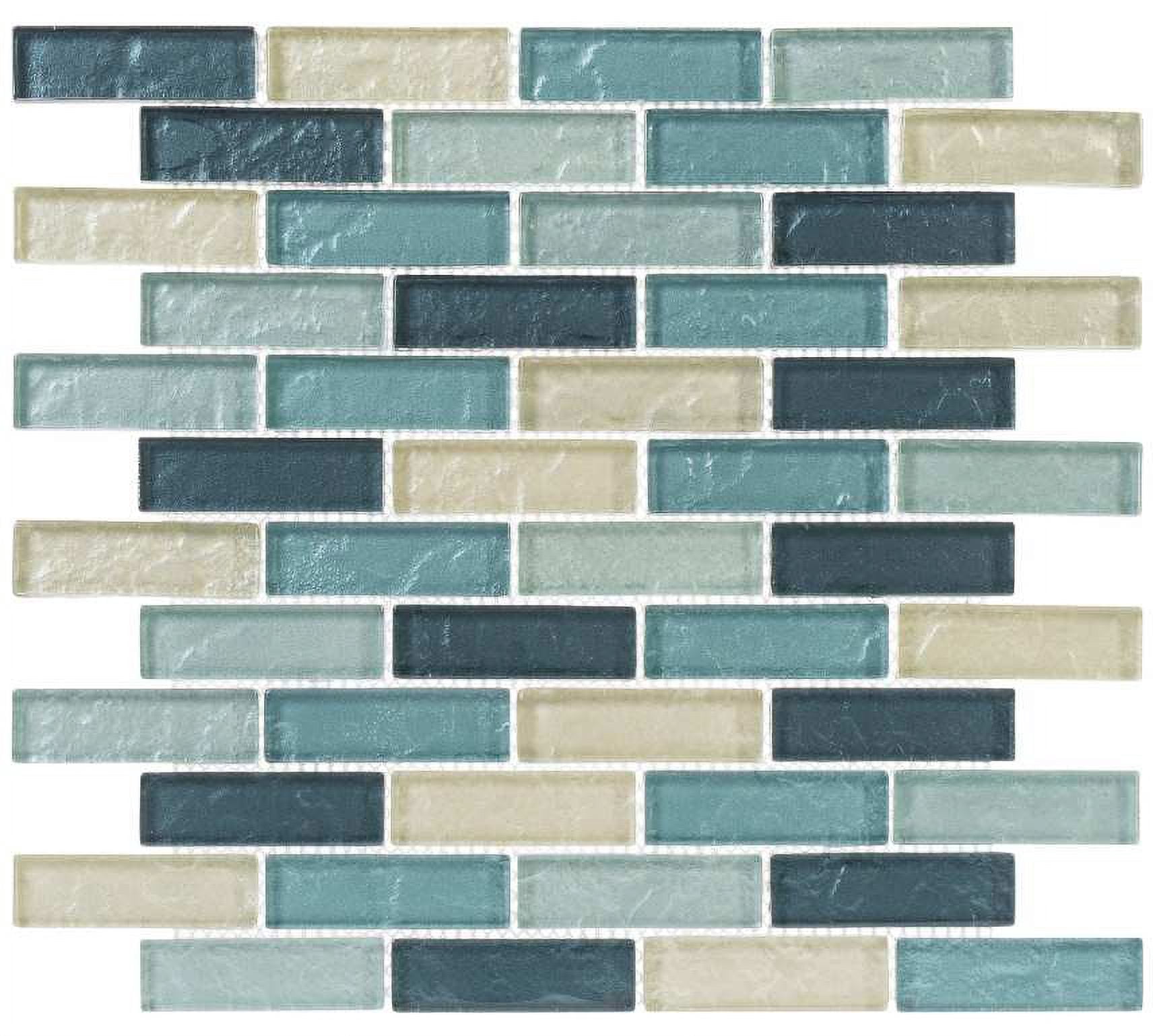 SAMPLE-Pristine 1-in. x 3-in. Brick Joint Metal Look Polished Glass ...