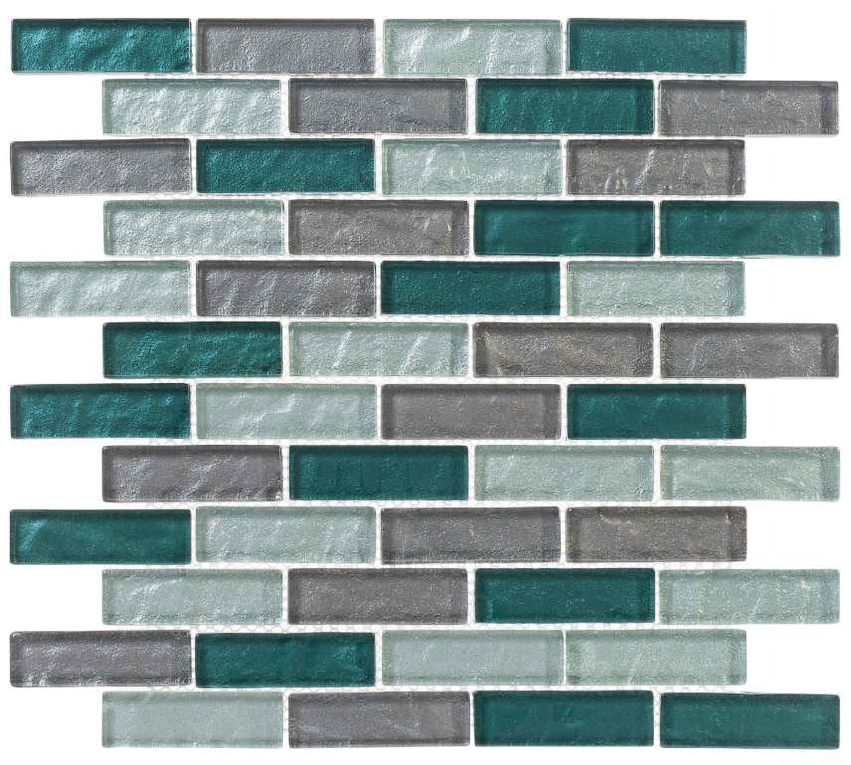 SAMPLE-Pristine 1-in. x 3-in. Brick Joint Metal Look Polished Glass ...