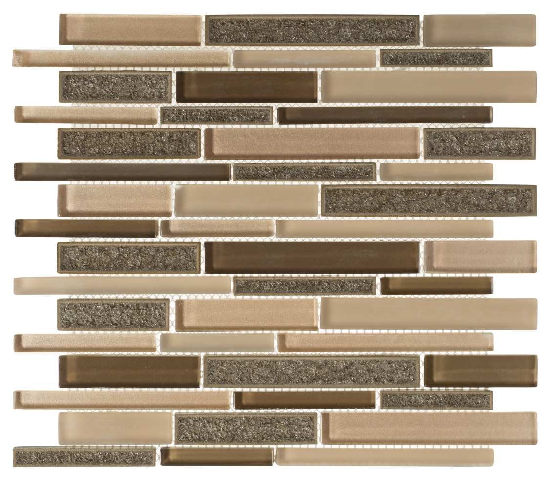 SAMPLE-Reign Regent Brown Linear Matte & Polished Glass & Natural Stone ...