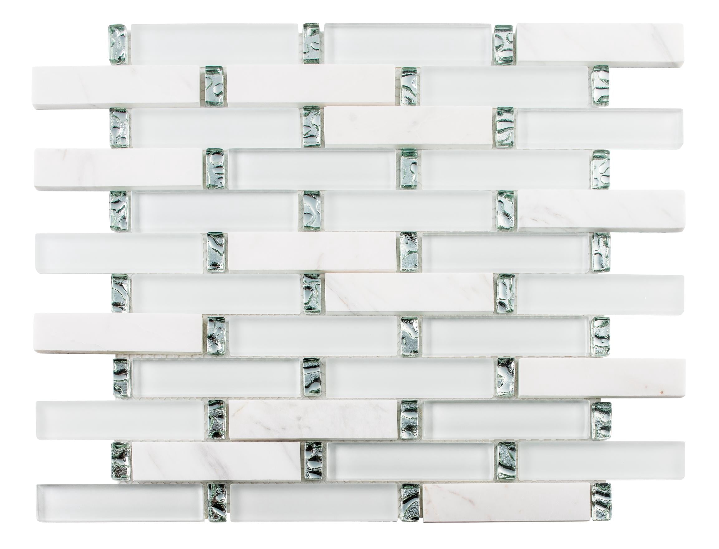 SAMPLE-Saga Frozen White 1-in. Brick Joint Matte Glass and Marble ...
