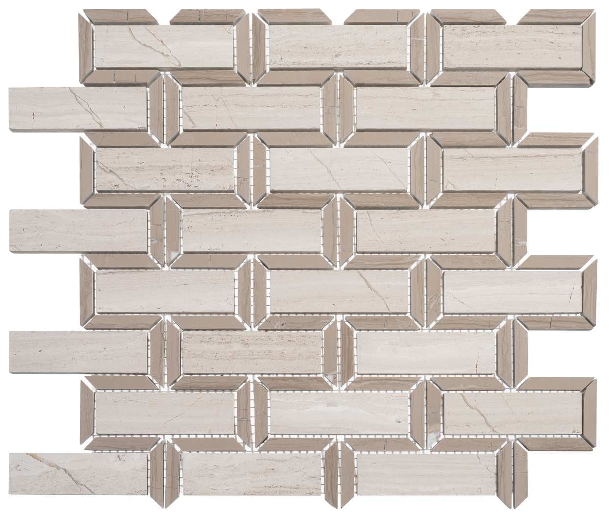SAMPLE-Turret Rocca Brown Brick Joint Marble Look Natural Stone Mosaic ...