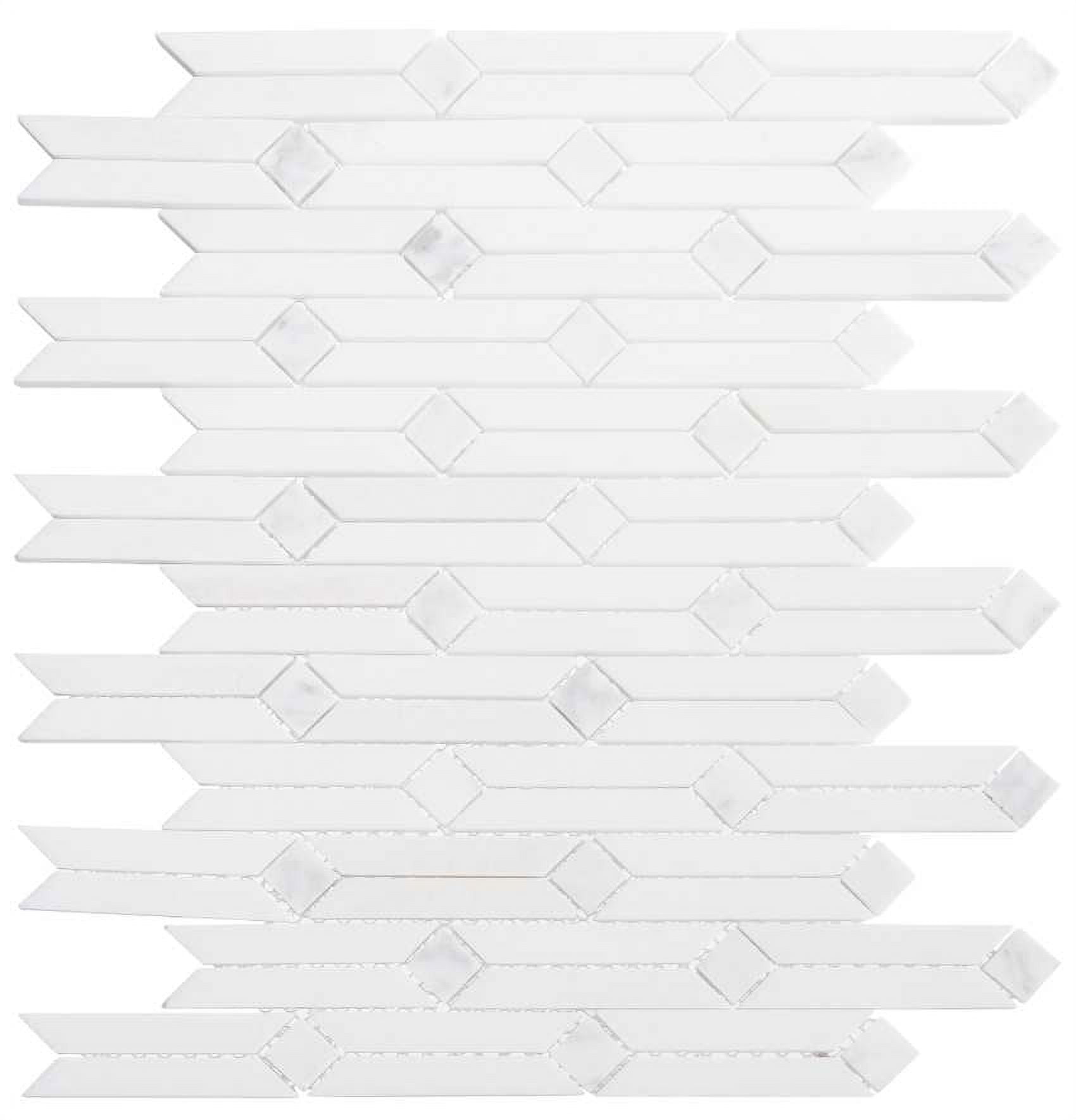 SAMPLE-Wonder Flash White Novelty Marble Look Natural Stone Mosaic Wall ...