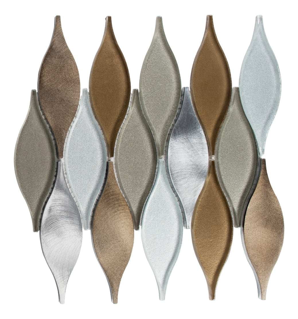 SAMPLE-Zeille Haas Arabesque Metal and Glass Mosaic Wall and Floor Tile ...