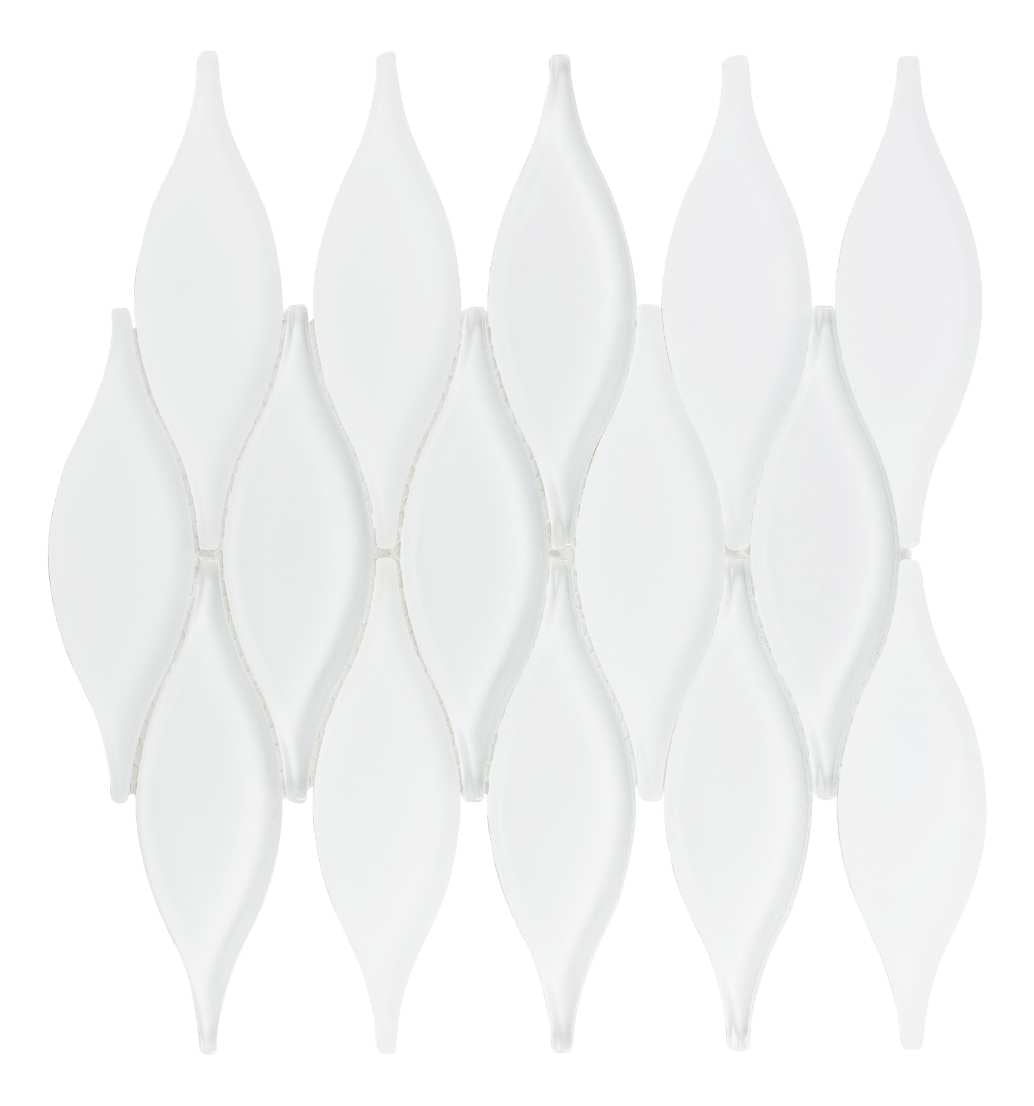 SAMPLE-Zeille Ice White Arabesque Metal and Glass Mosaic Wall and Floor ...