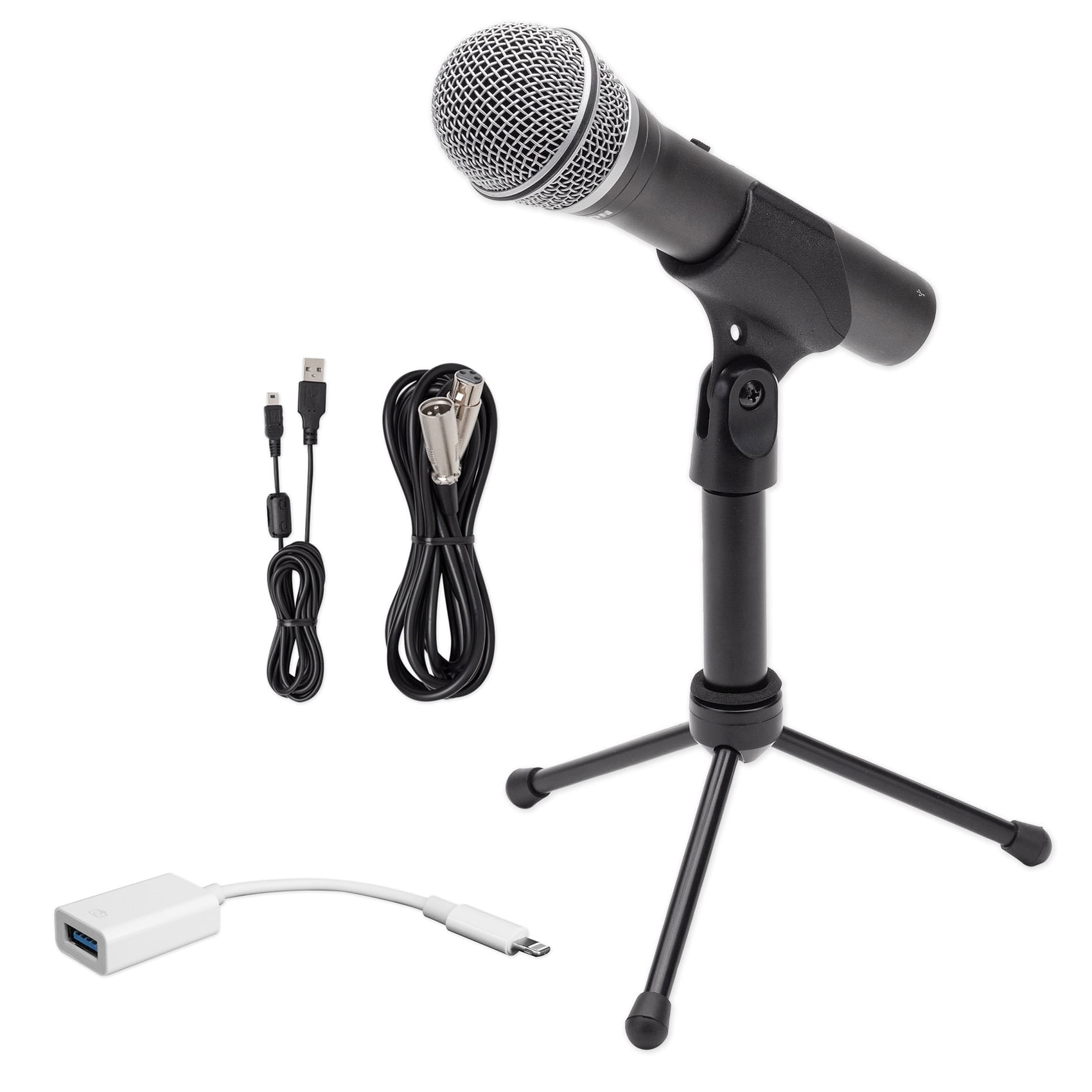 SAMSON Q2U USB+XLR Recording Podcasting Streaming Microphone+iPhone ...