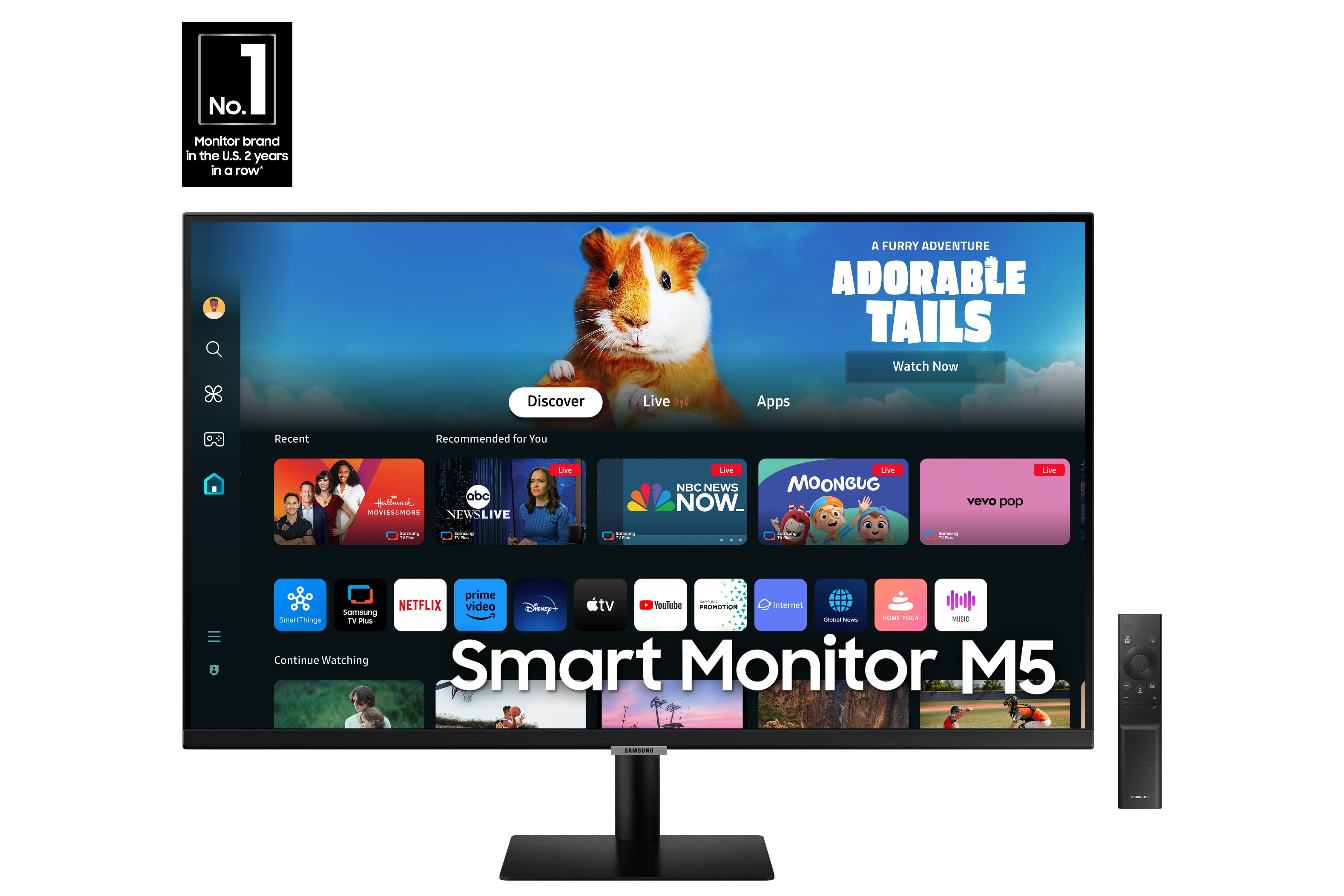 SAMSUNG 32" Smart Monitor M5 (M50D) FHD with Streaming TV and Speakers ...