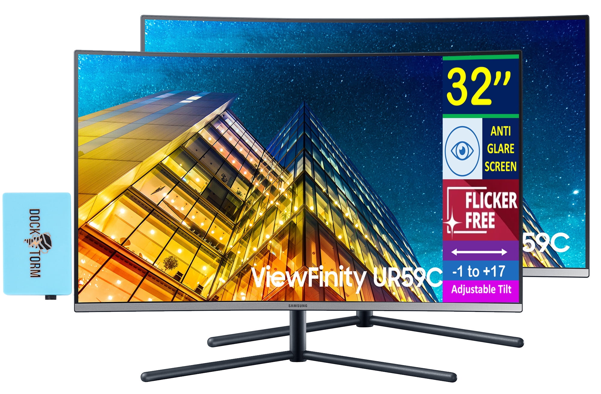 SAMSUNG 32" ViewFinity UR59C 4K UHD Curved Monitor with 4ms Response ...