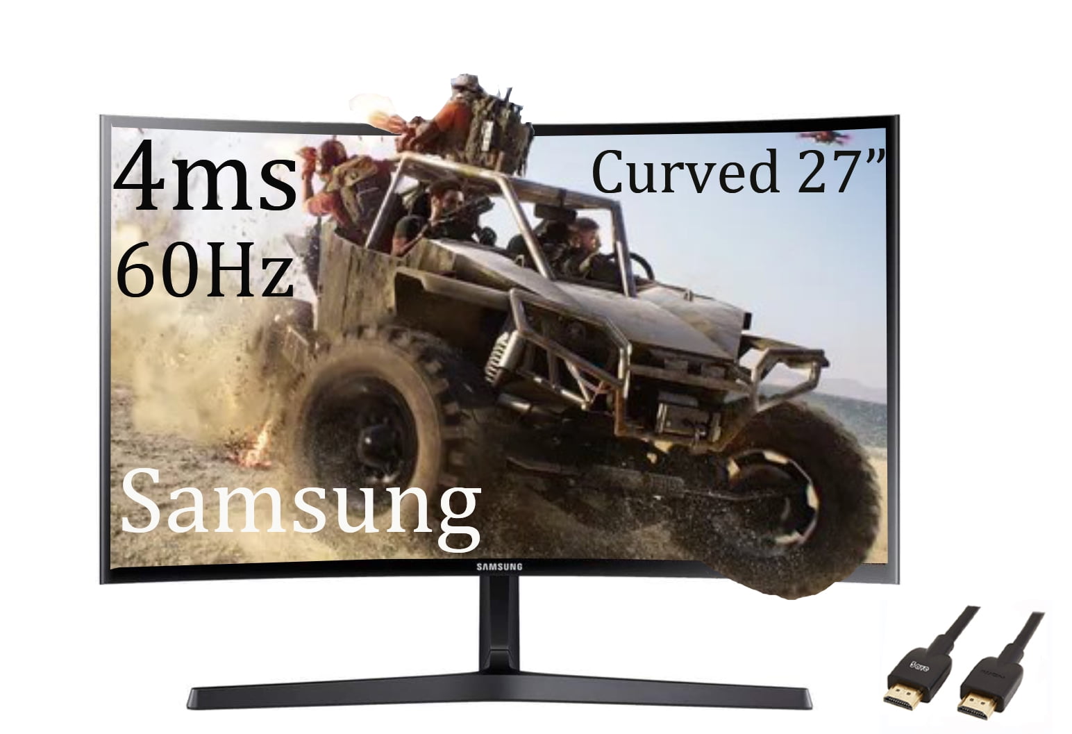 SAMSUNG CF396 Series 27" LED Curved Computer Monitor, 60Hz, 4ms, FHD ...