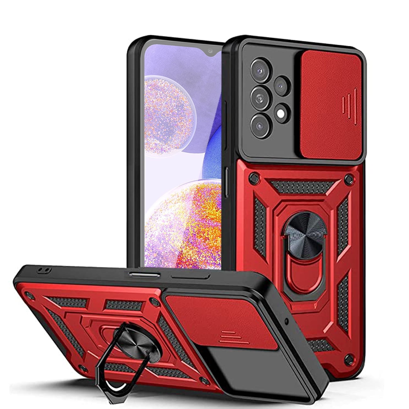 For SAMSUNG GALAXY A23 Phone Cases, Hybrid Armor Kickstand Ring Holder ...