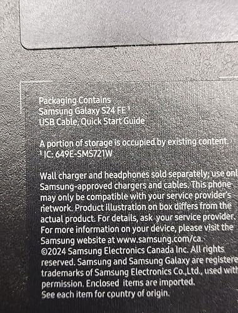 SAMSUNG Galaxy Ai S24 Fe (256GB + 8GB) Dual Sim International Version 6.7" (for T-Mobile, Mint ...