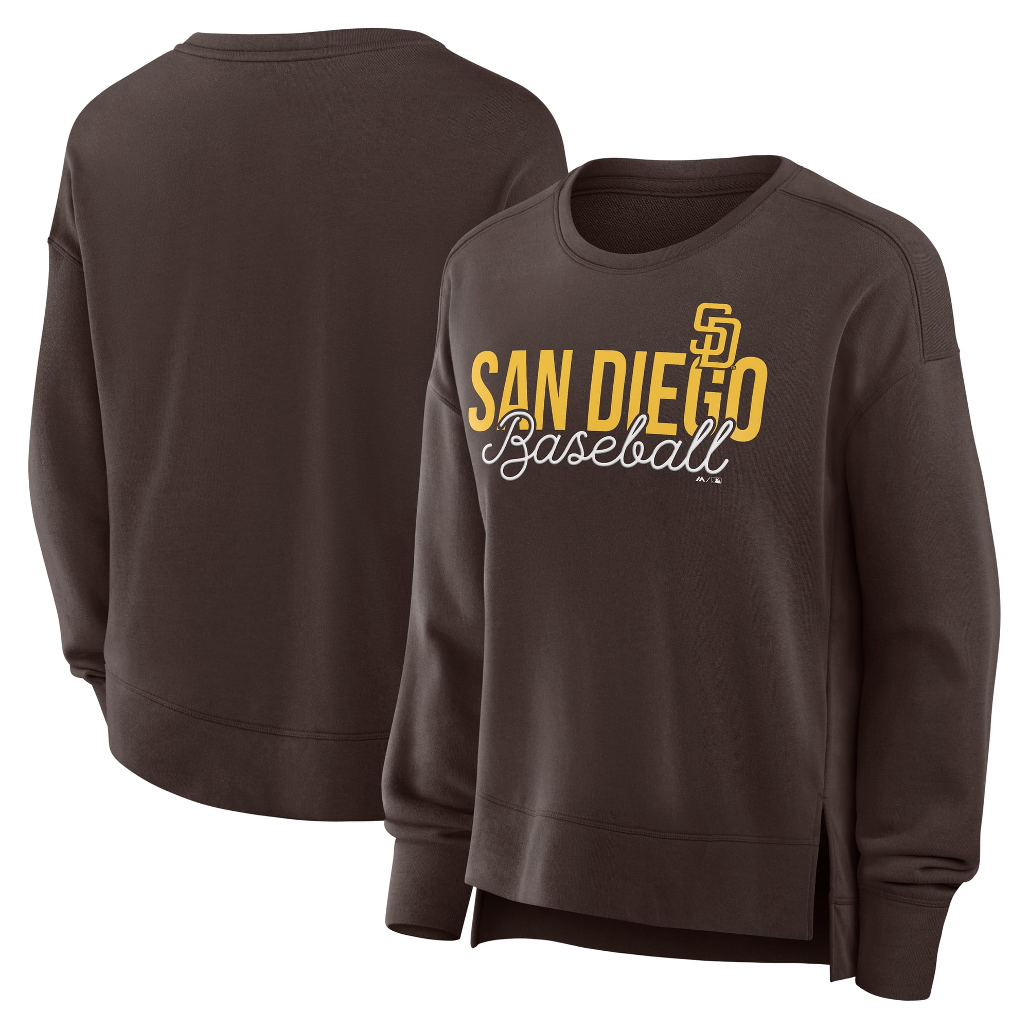 San Diego Padres Women's Brown Go For Gold Fleece Crew Neck Pullover ...
