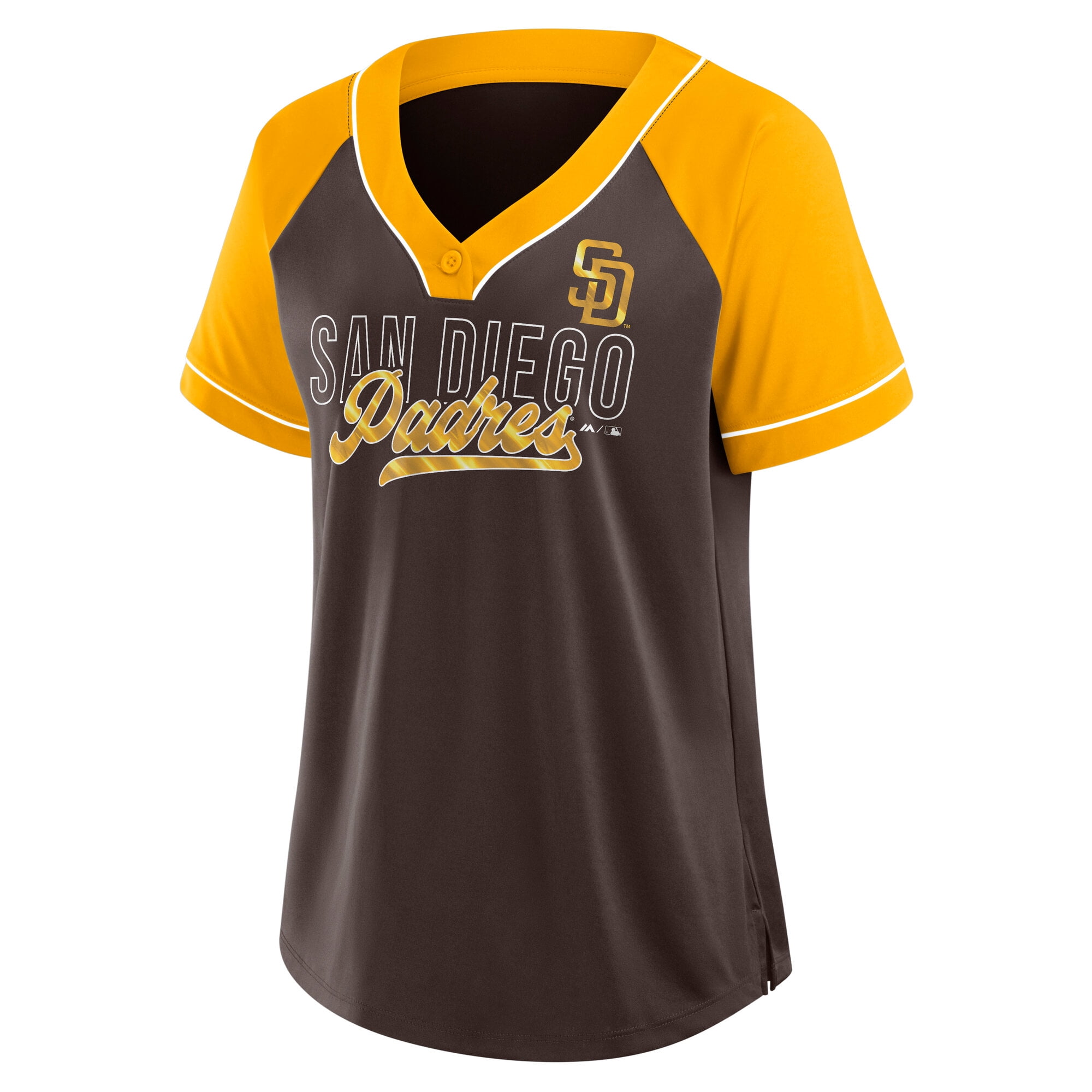 San Diego Padres Women’s Brown Push The Envelope Poly Fashion Top, Up ...