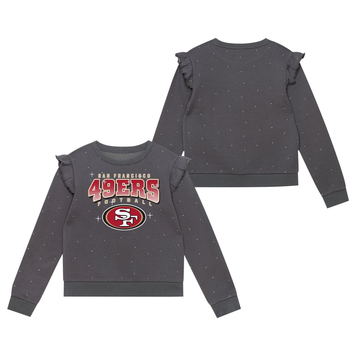 SAN FRANCISCO 49ERS Girls Grey Color Cotton Fleece Pullover Ruffle ...