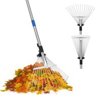 Superio Garden Rake Leaf with Wood Handle - Durable Plastic Head 22 ...
