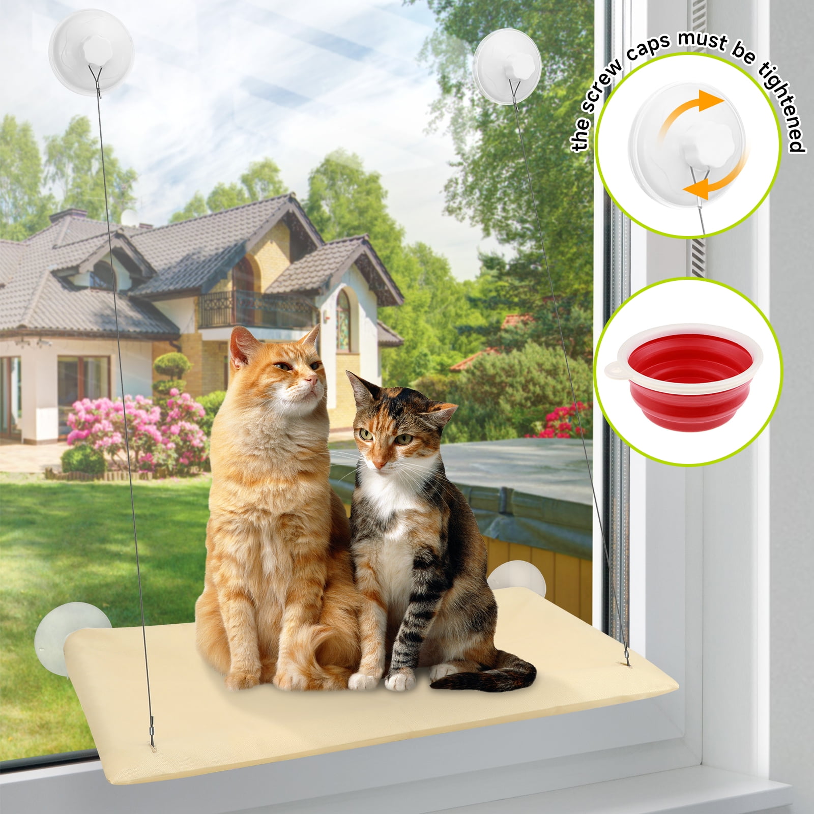 SAN LIKE Cat Window Perch - Cat Window Hammock Space-Saving Cat Hammock Pet Hammock Hanging Cat ...