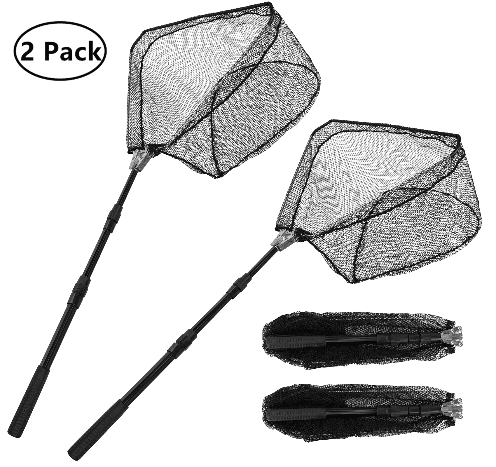 SAN LIKE Fishing Net for Fish,2PCS Folded Landing Nets with Telescopic ...