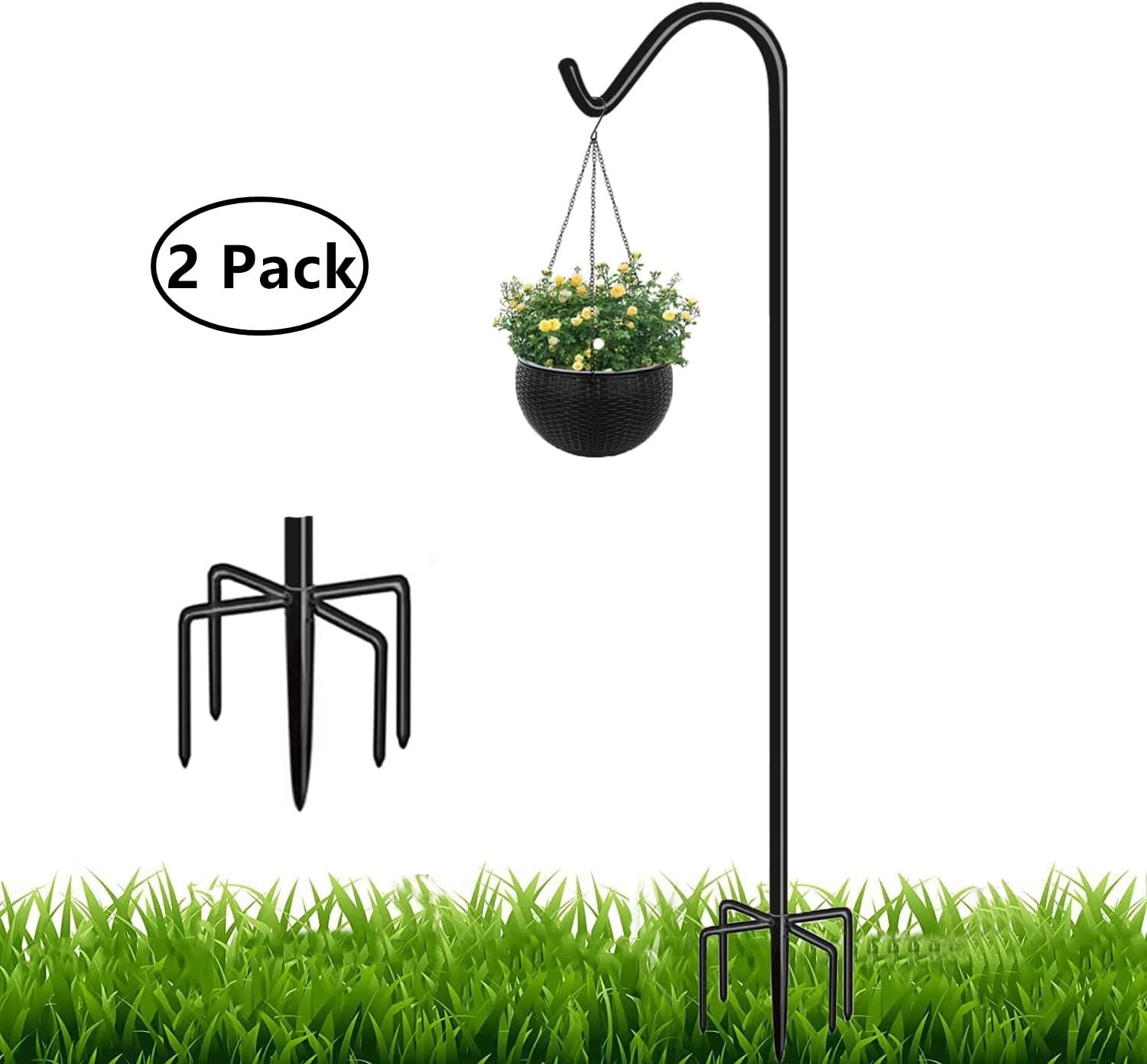 SAN LIKE Shepherds Hook Outdoor Shepherd's Hook 92in Bird Feeder Pole ...