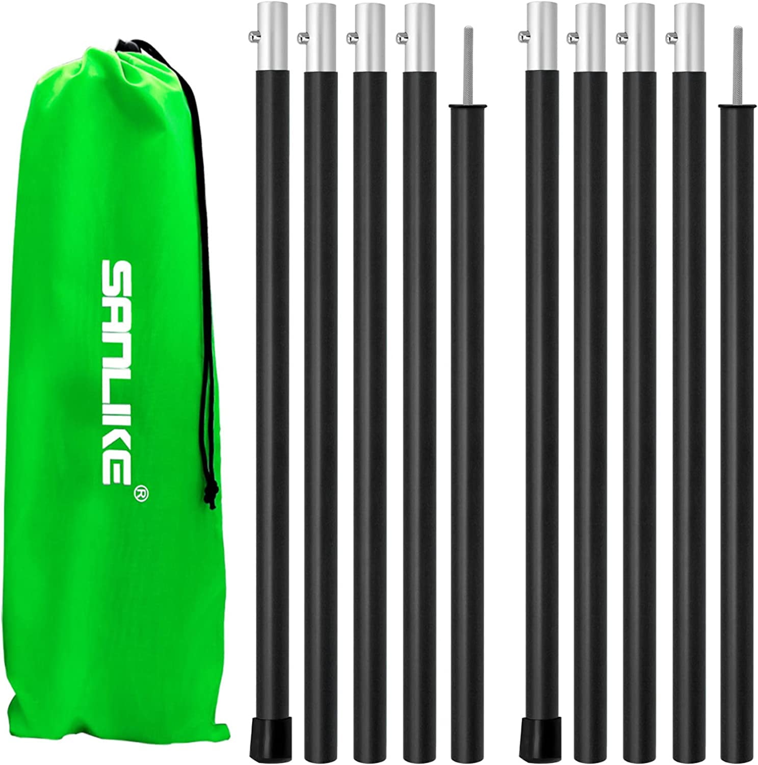 SAN LIKE Telescopic Tent Poles - 75 inches, Aluminum, Adjustable, Set ...