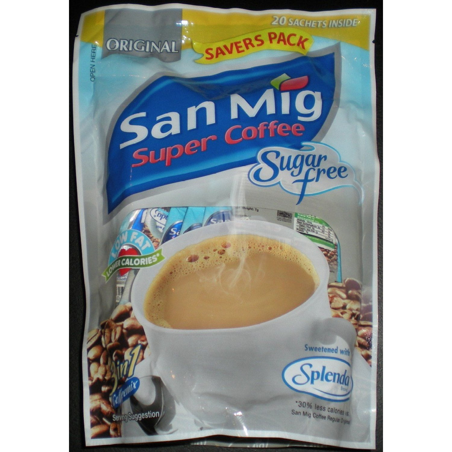 SAN MIG 3in1 SUPER COFFEE Original Sugar Free 20 Sachet Pack - Walmart.com