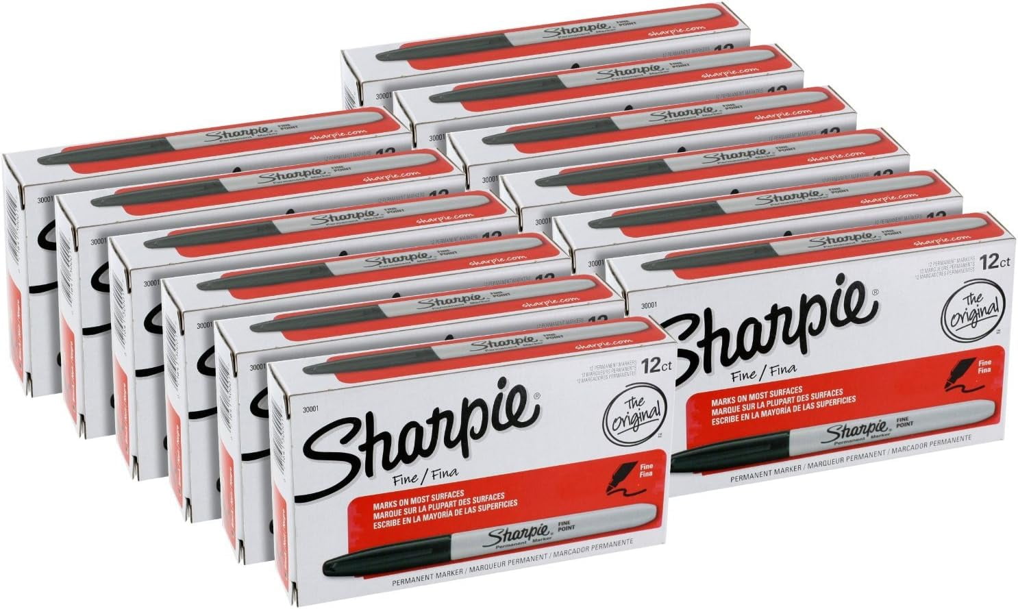 SAN30001 - Sharpie Permanent Fine Point Marker 12 Pack/144 Markers ...