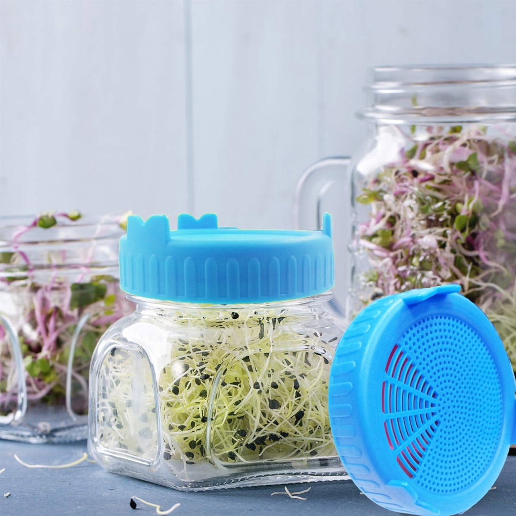 SANAG 2pcs Grow Bean Sprouts Alfalfa Salad Sprouts Lids Plastic Jar ...