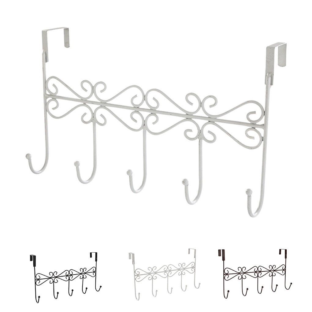 SANAG Over The Door Hanger Rack with 5 Hooks Decorative Metal Coat Hat ...