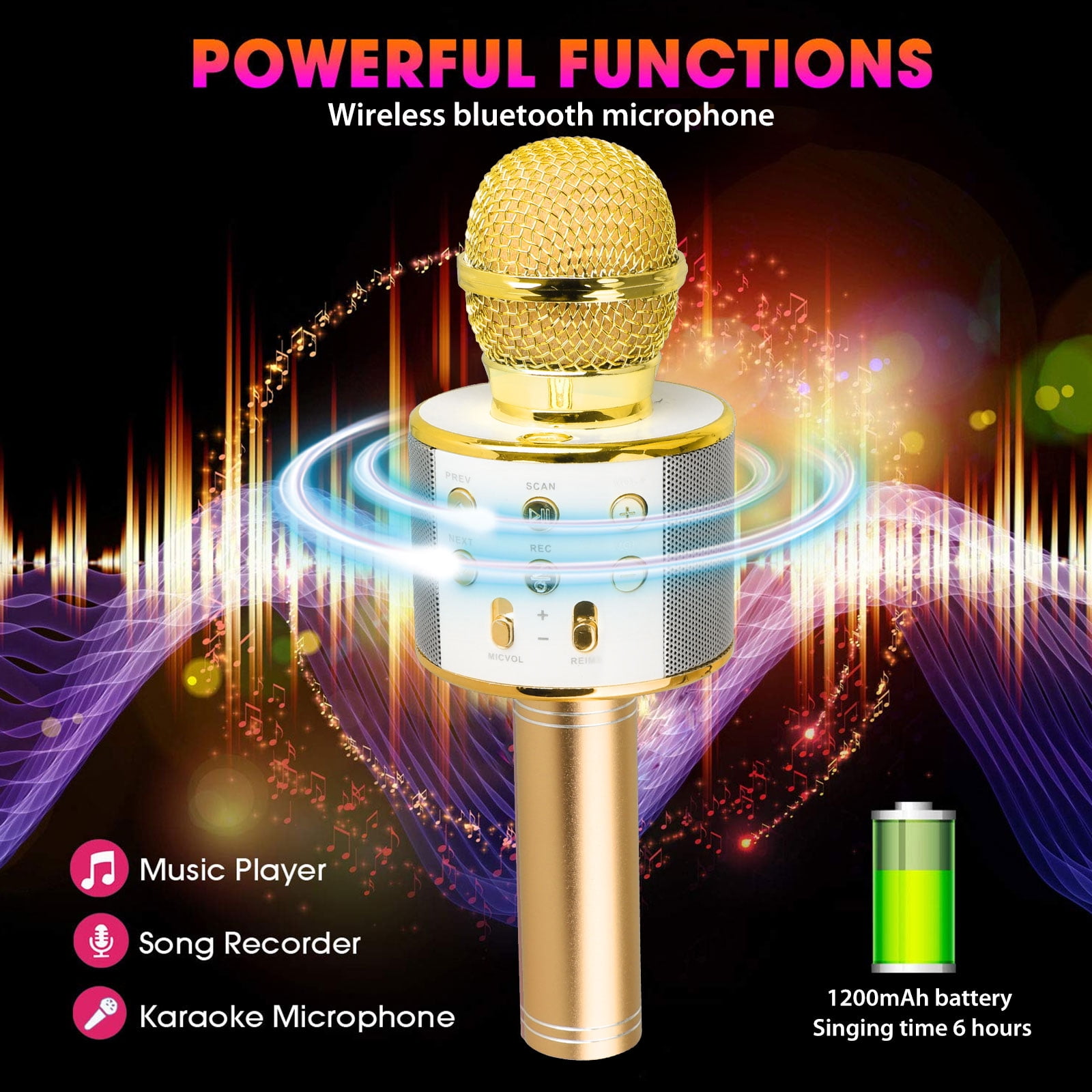 SANAG Wireless Bluetooth Speaker Home Mic Microphone Flash LED Light ...
