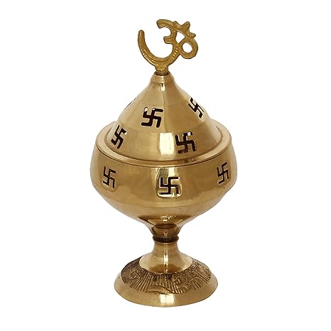 SANCTIFIED Golden Om & Swastik Brass Akhand Diya - Eternal Oil Lamp for ...