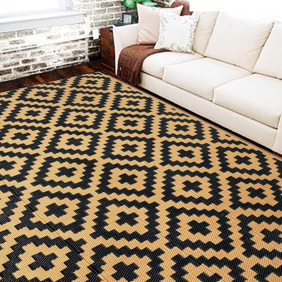 SAND MINE Reversible Mats, Plastic Straw Rug, Modern Area Rug, Large ...