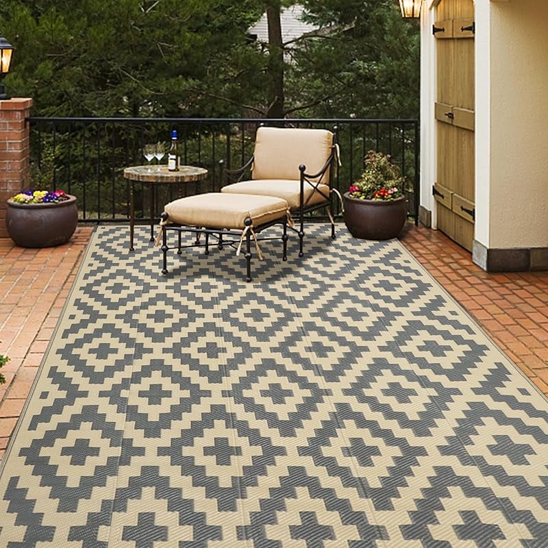 SAND MINE Waterproof Outdoor Rug 5x8 ft, Plastic Reversible Rug, Modern ...