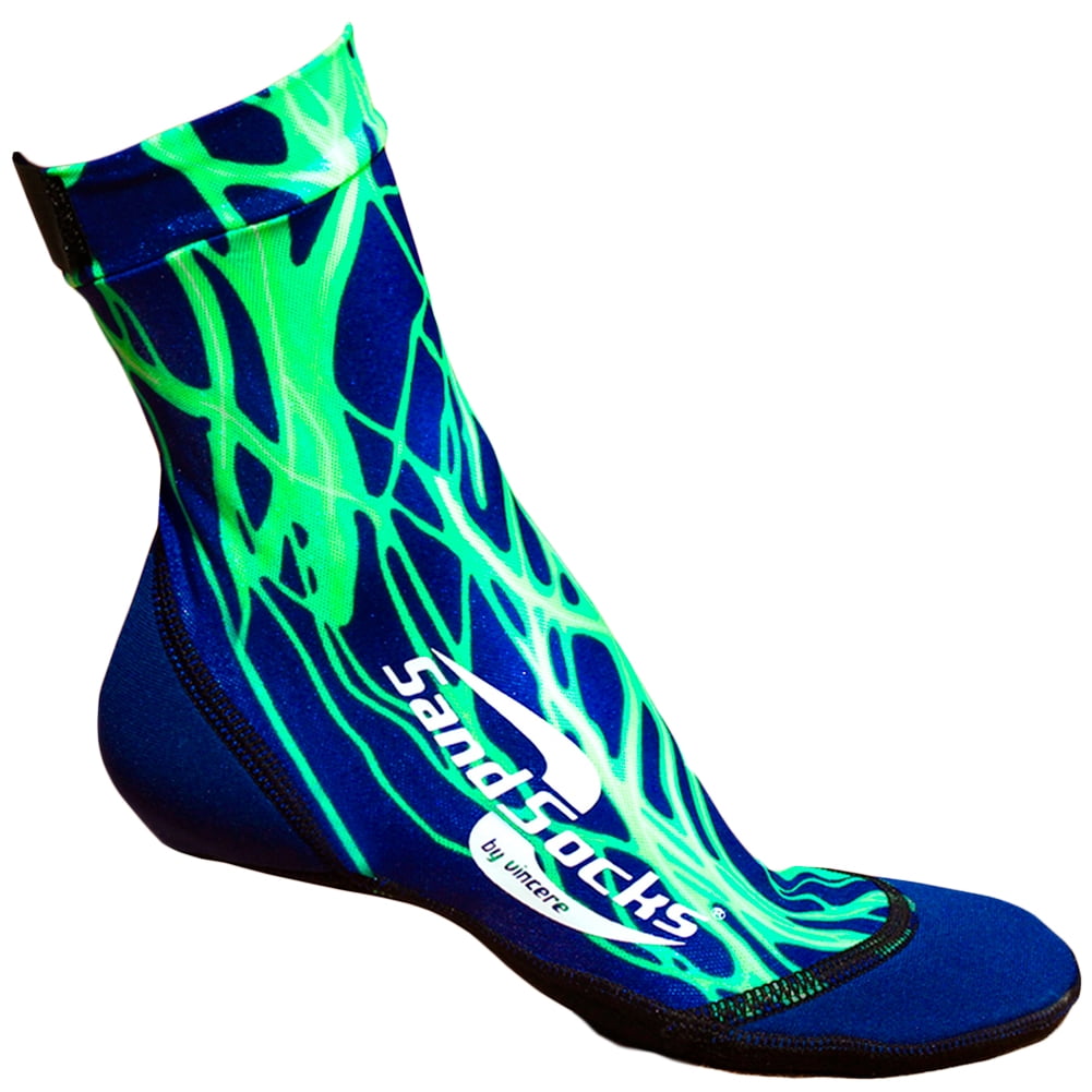 SAND SOCKS Adult Unisex Green Lightning Sand Socks, Size: Extra Small ...