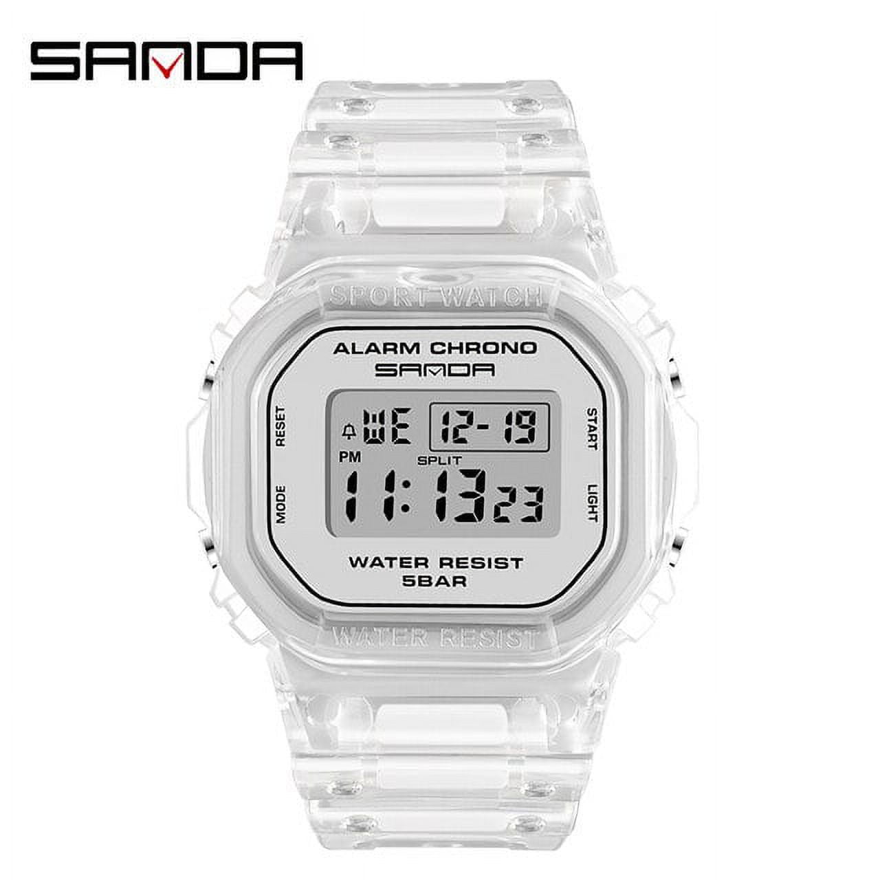 SANDA Fashion Sport Watch Women Transparent strap LED Digital Clock ...