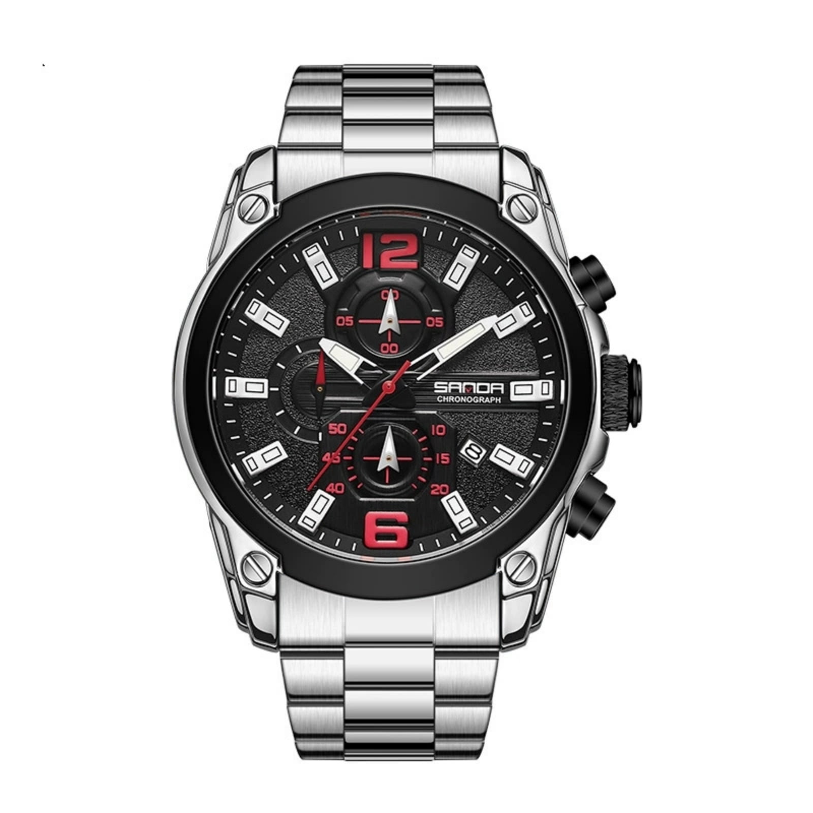 SANDA three-eyed six-needle quartz watch for men with calendar, water ...