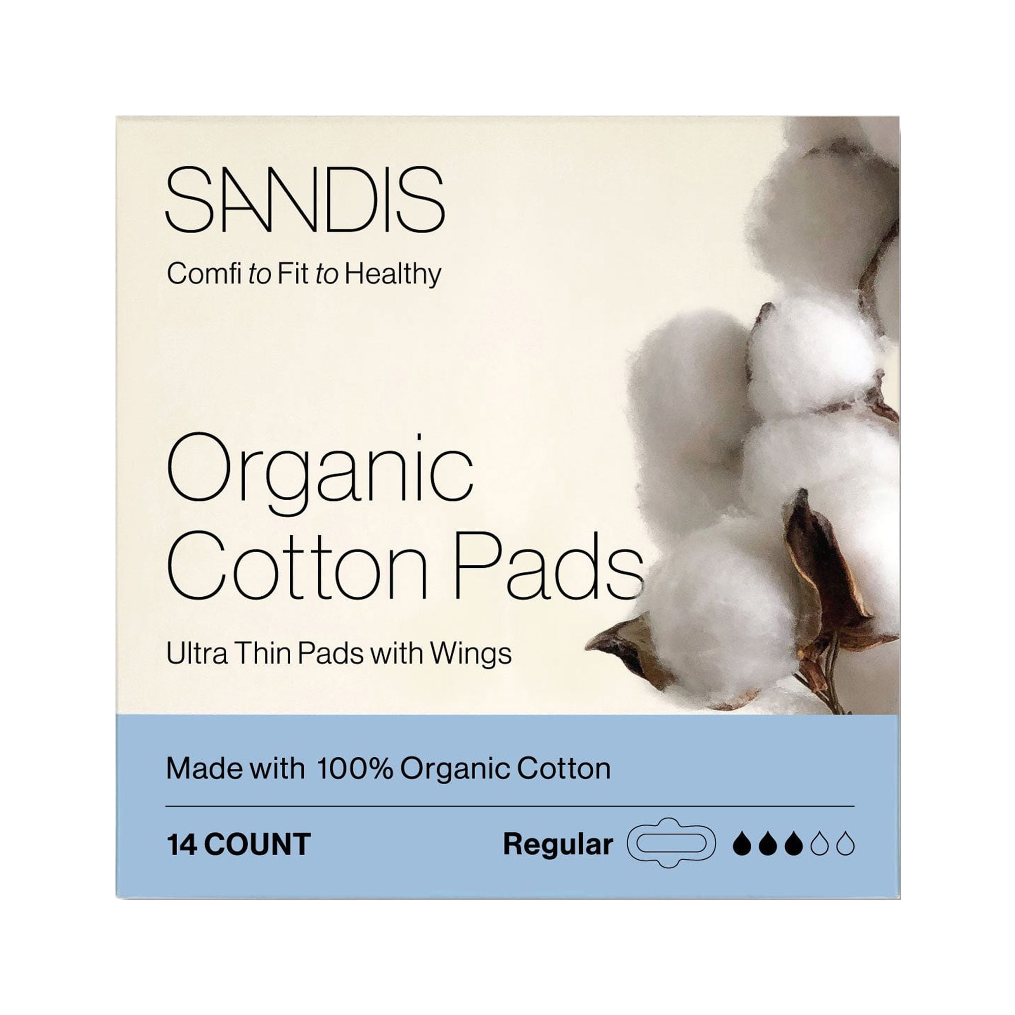 SANDIS Premium 100% Organic Cotton Menstrual Periods Feminine Pads ...