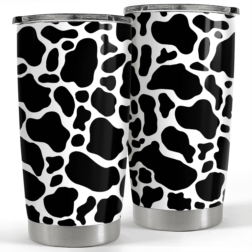 SANDJEST Cow Print Tumbler 20oz Stainless Steel Double Wall Vacuum ...