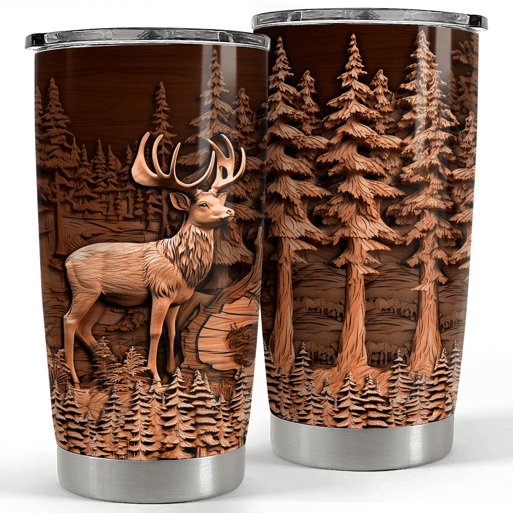 SANDJEST Deer Tumbler 20oz Stainless Steel Insulated Tumblers Coffee ...