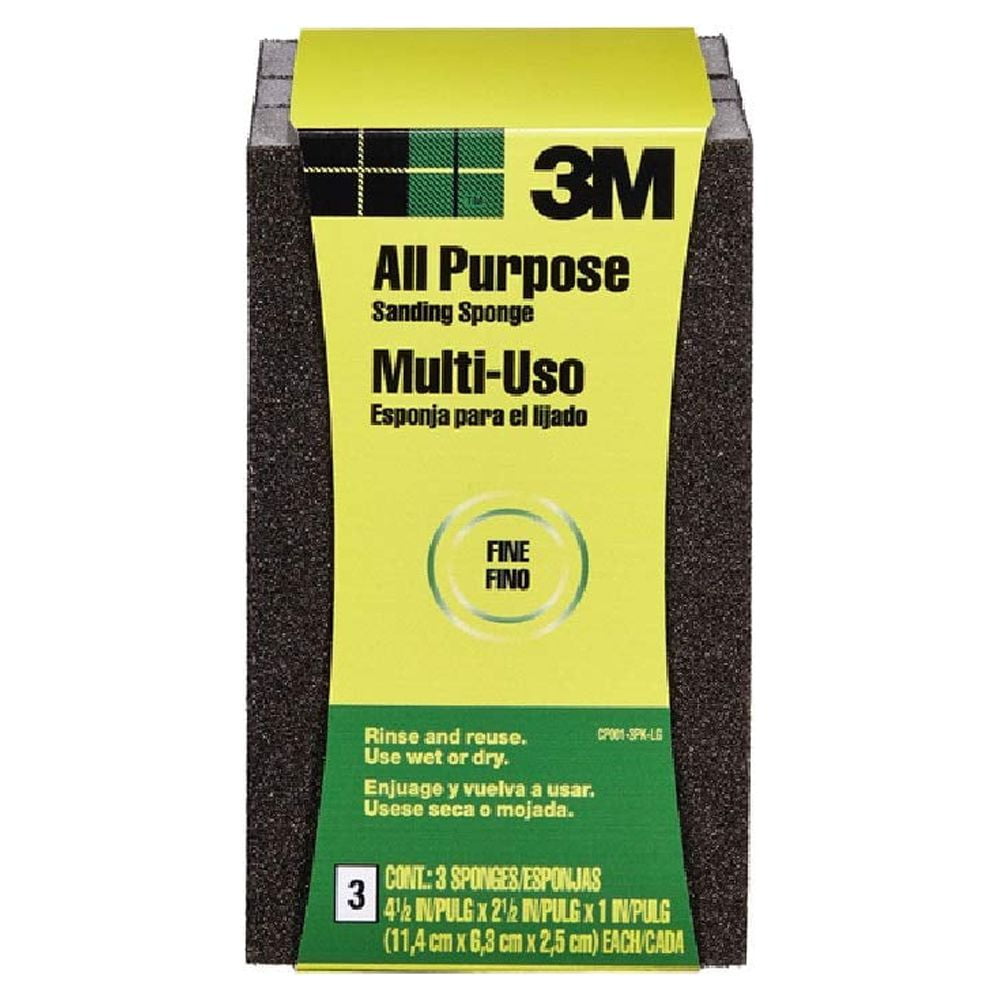 3M General Purpose Sanding Sponge CP001-3PK-LG, Block - Walmart.com