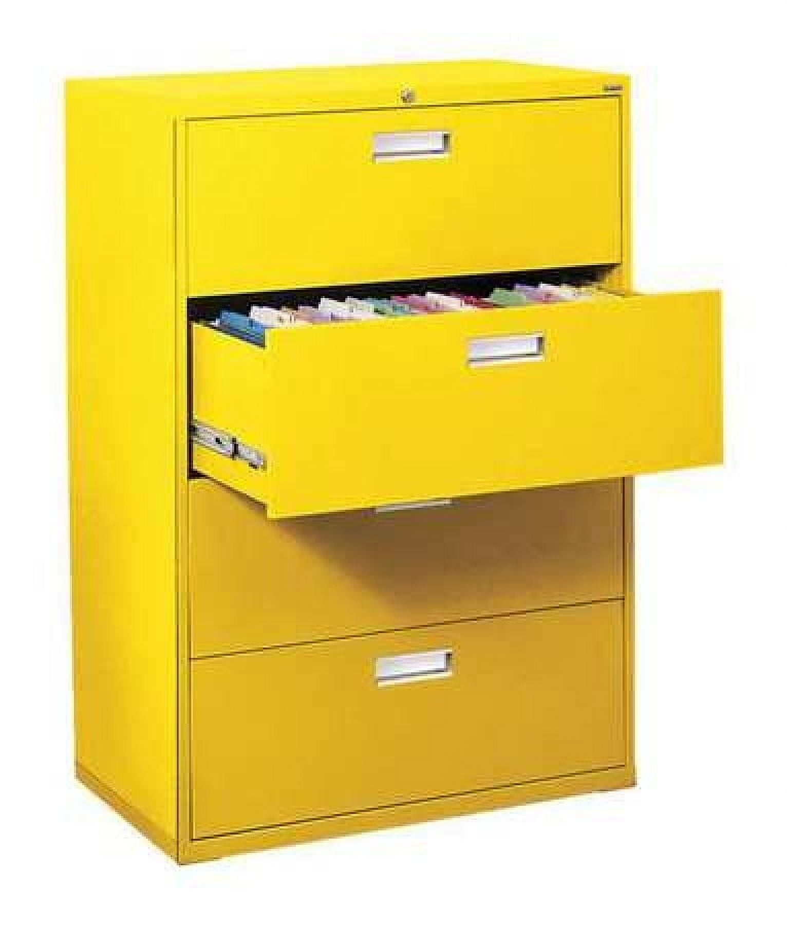 SANDUSKY LF6A364-EY 36" W 4 Drawer File Cabinet, Yellow, Letter/Legal ...