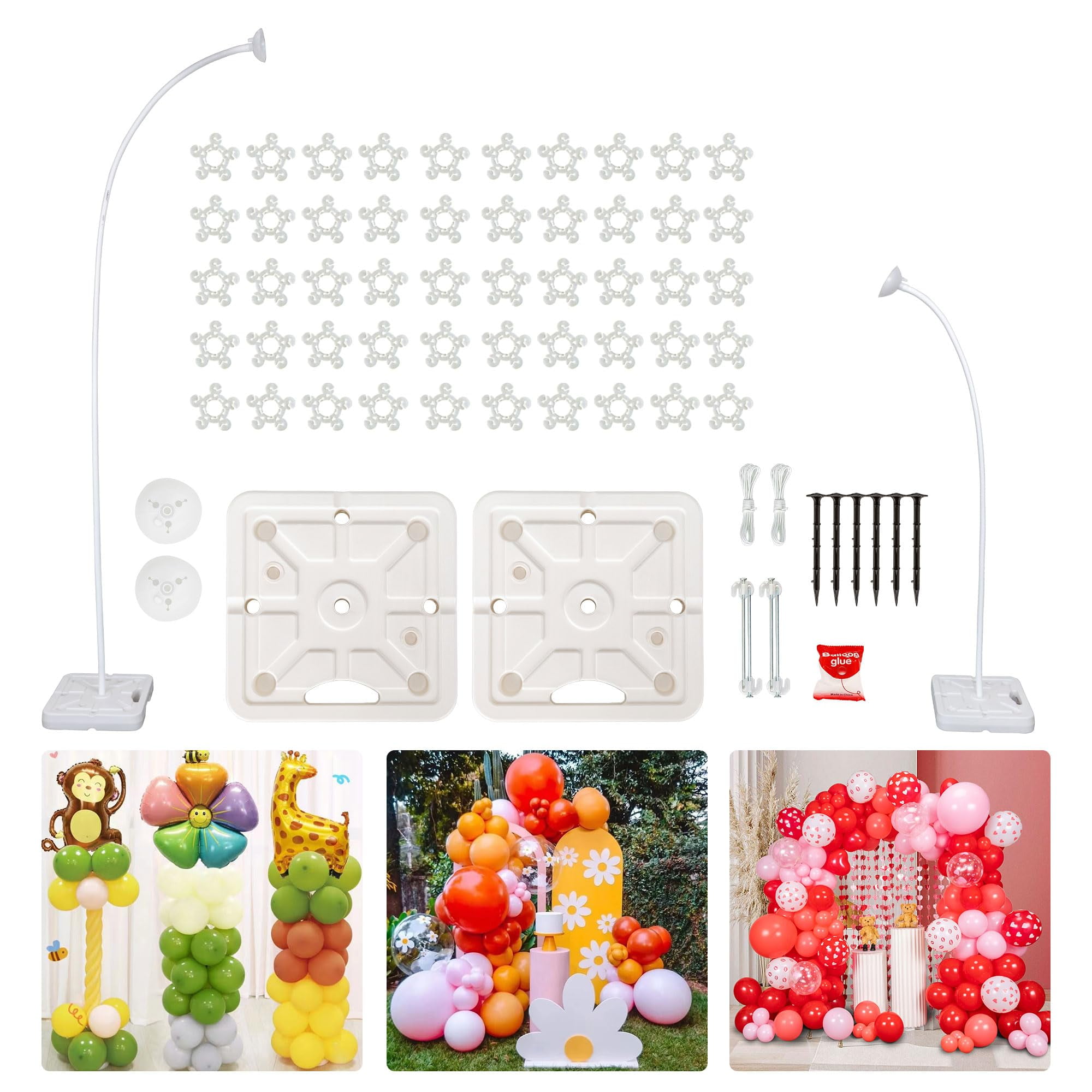 SANERYI Balloon Arch Stand 8.2ft & 5ft Free Bending Shape Deformation ...