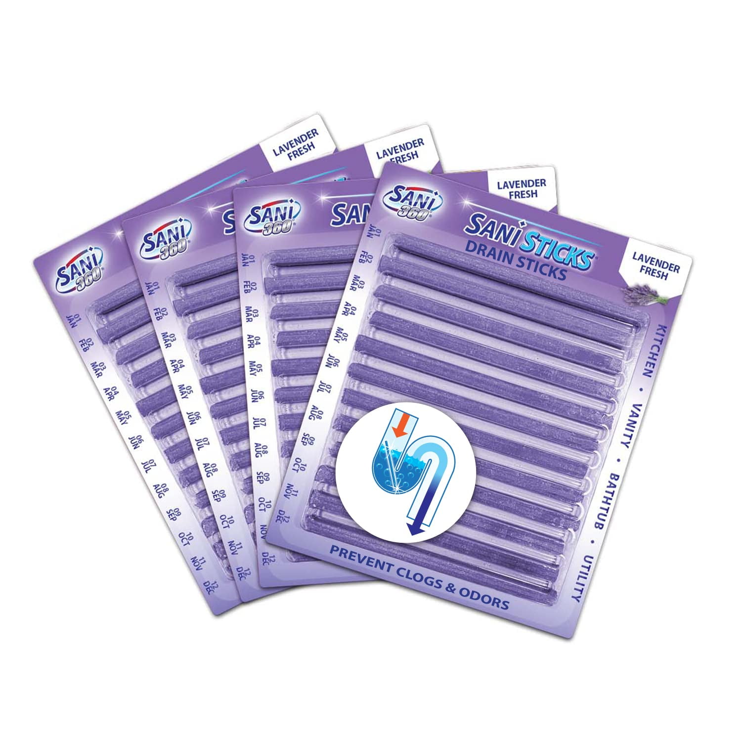 SANI 360Â° Sani Sticks Drain Cleaner and Deodorizer, Enzyme Pipe ...