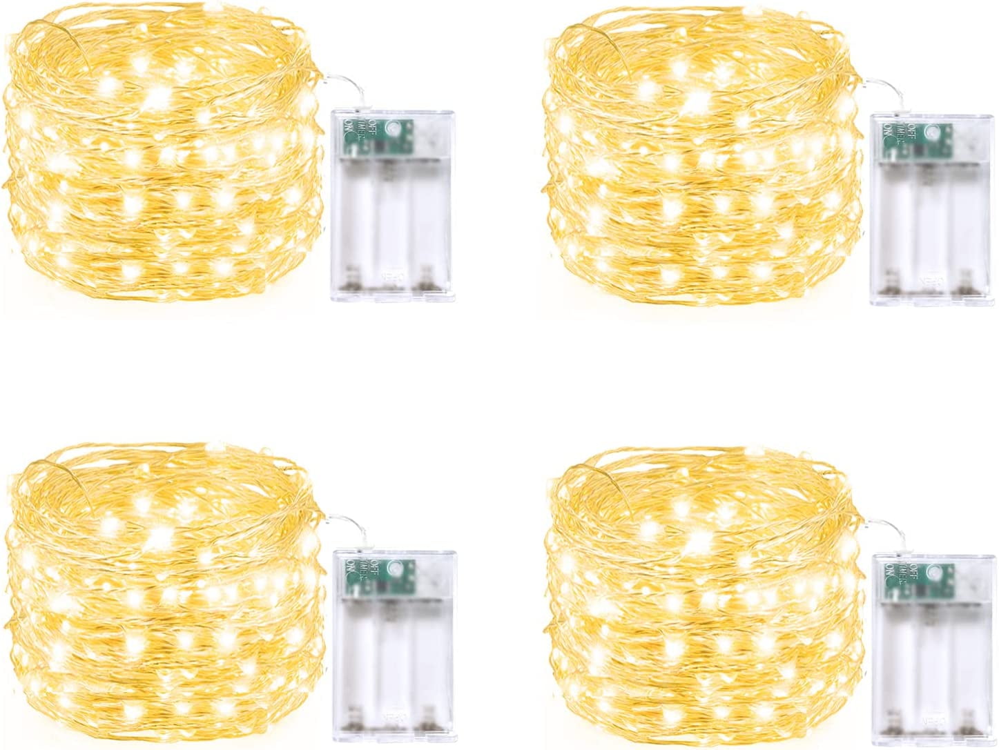 SANJICHA 4 Pack Fairy Lights Battery Operated 16FT 50 LED Copper Wire ...