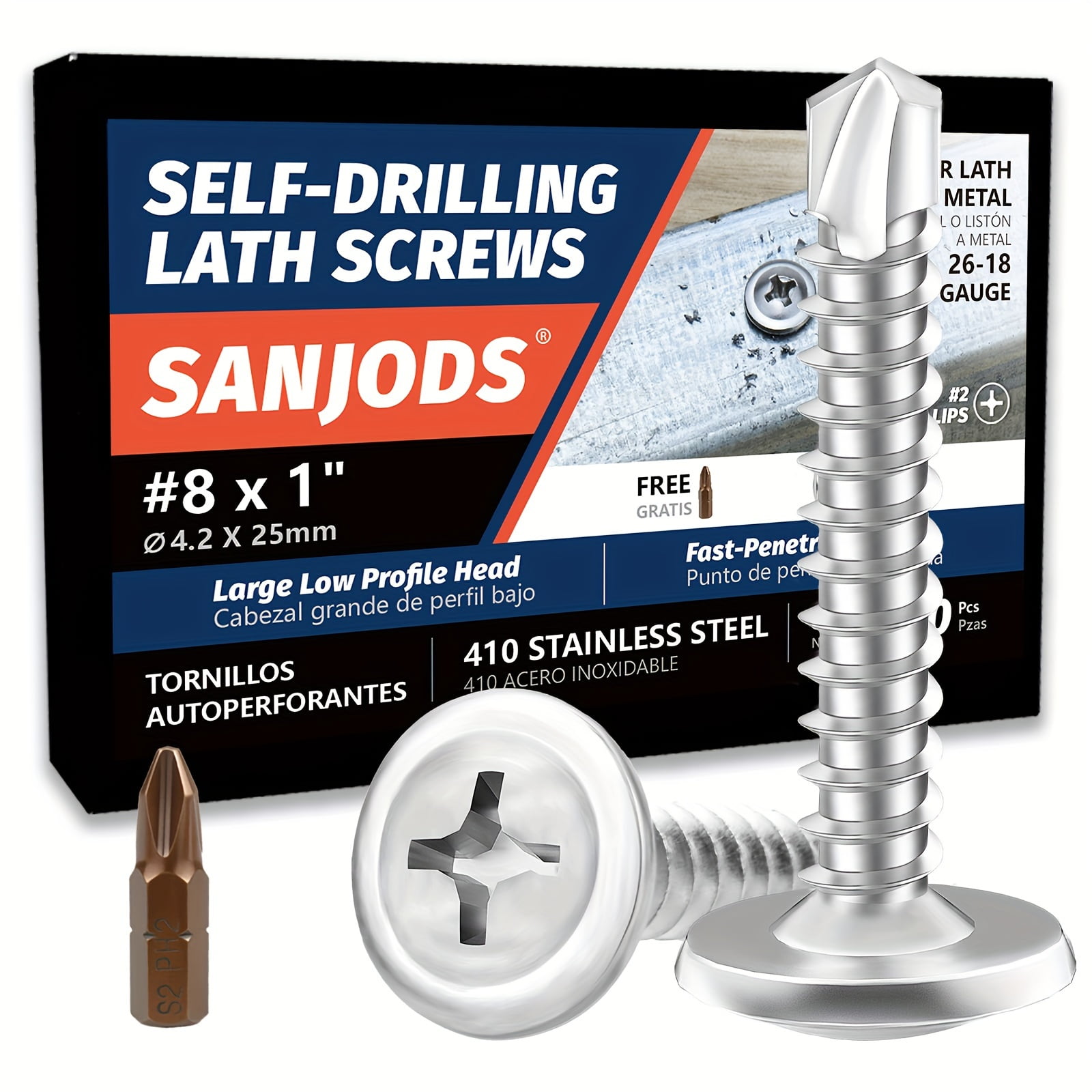 SANJODS 1/4" x 2-1/4" Concrete Screw Anchor, Blue Flat Head Screws for ...