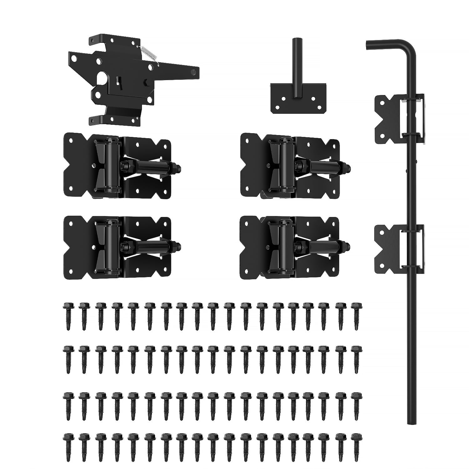 SANKEYTEW Self Closing Fence Hinges, 24" Drop Rod Cane Bolt for Gates ...