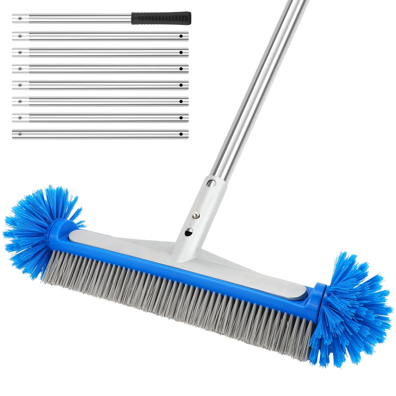SANLIKE Pool Brush with Round Ends with EZ Clip for Cleaning Pool Walls, Steps, Inground/Above ...