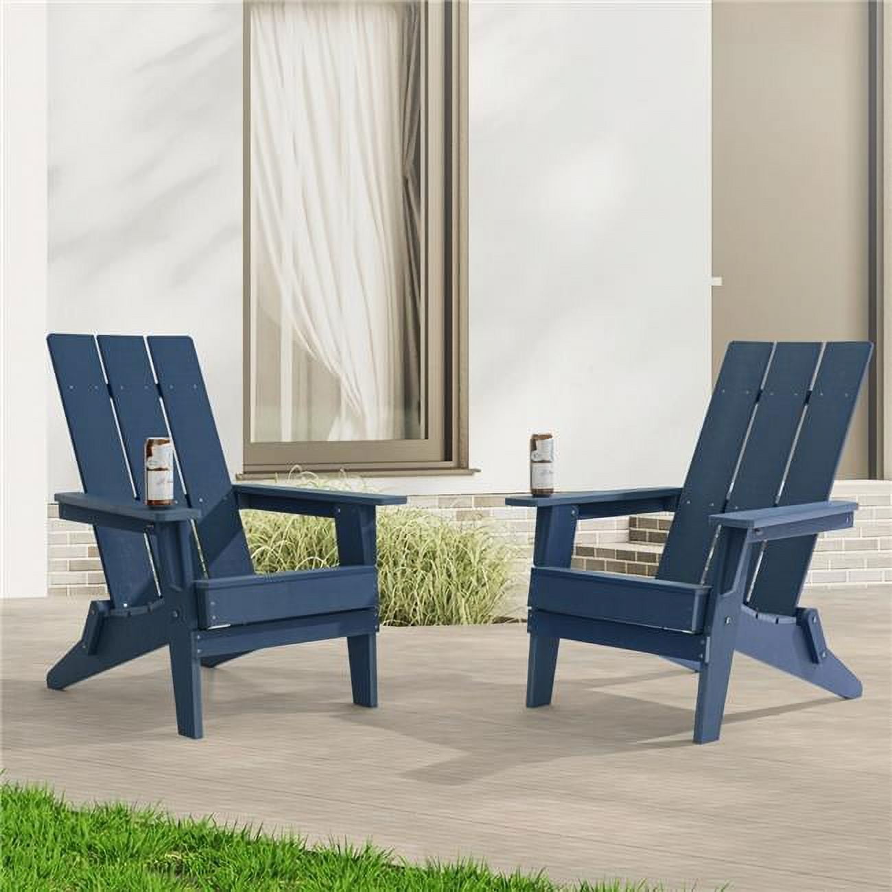 SANLUCE Navy Blue Folding Adirondack Chair, Waterproof HIPS High Load ...
